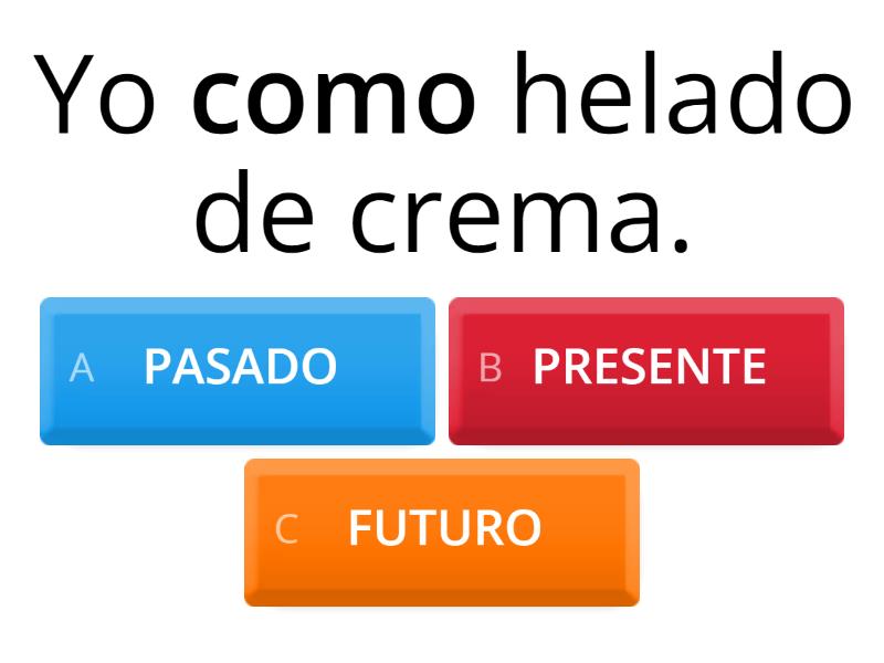 ORACIONES EN PRESENTE - PASADO - FUTURO español - Cuestionario