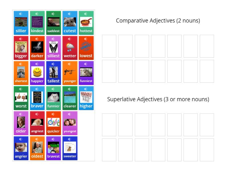 Comparative and Superlative Adjectives - S Handy - Group sort