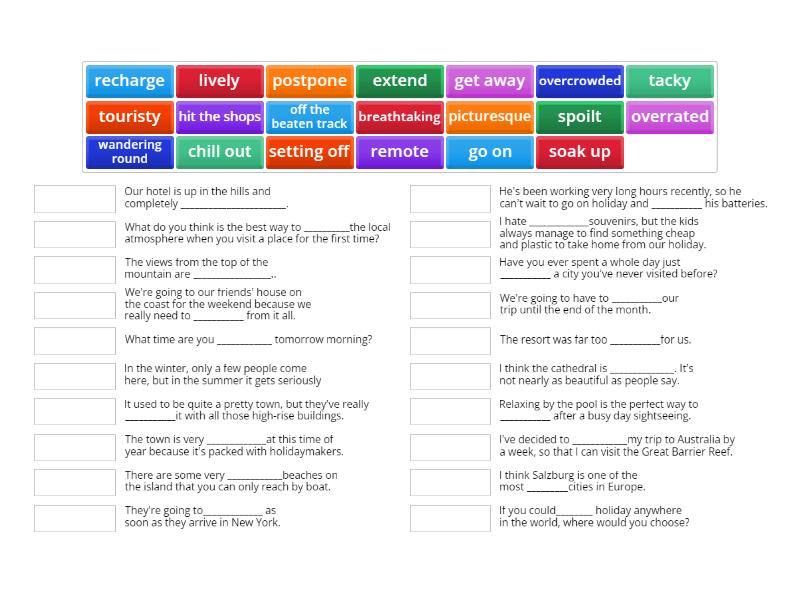 8B-vocabulary: travel and tourism - Match up