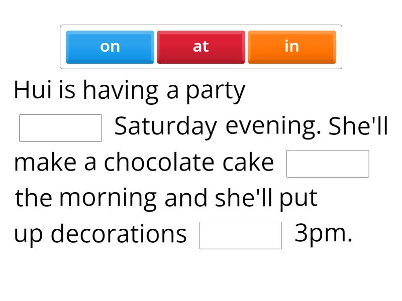 Barry's Prepositions of Time Sentences - Complete the sentence