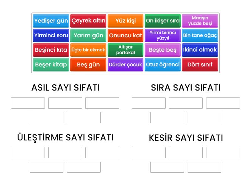 Sayı Sıfatları 6F - Group sort