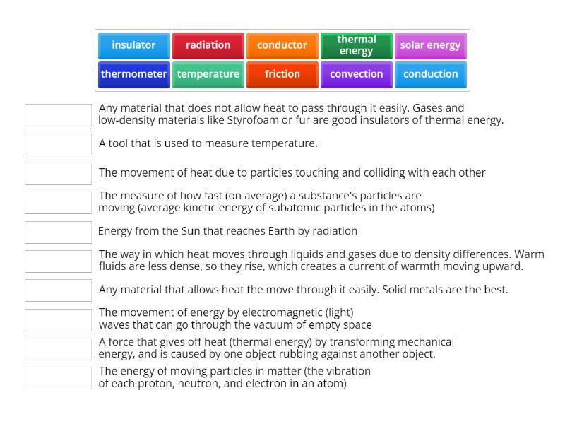 Heat/Thermal Energy - Match up
