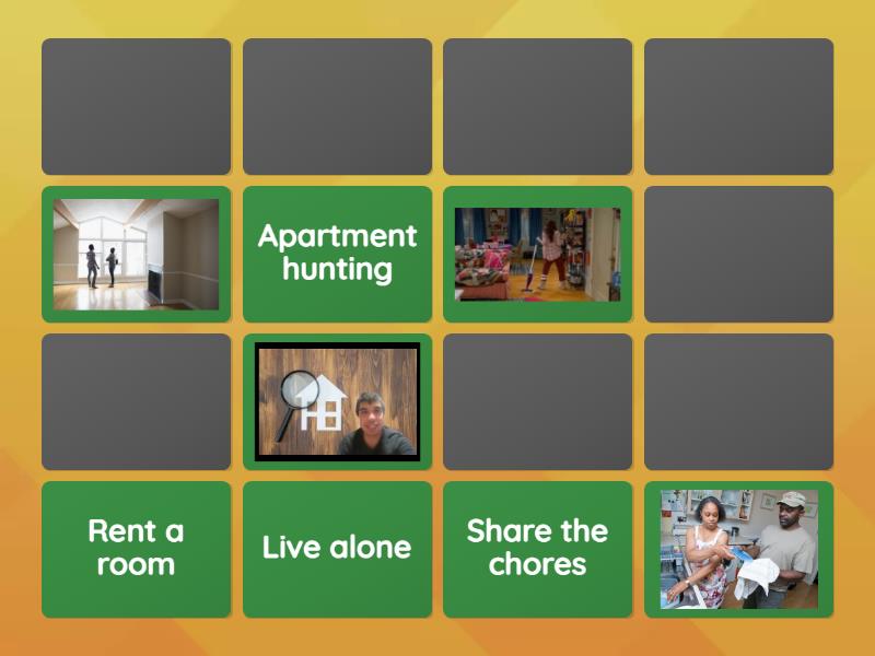 Vocabulary for housing activities - Matching pairs