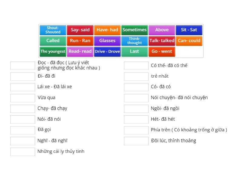 Mover: Book 1- Reading - test 1 - Match up