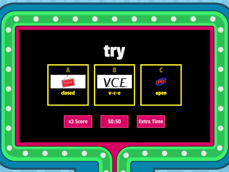 Closed, v-c-e, open Syllables - Gameshow quiz