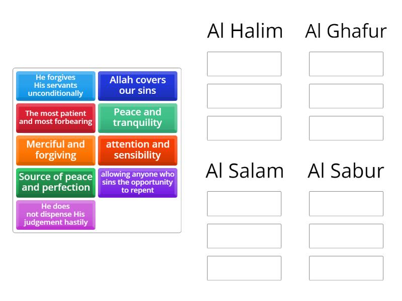 Al Halim, Al Ghafur, Al Salam & Al Sabur - Group sort