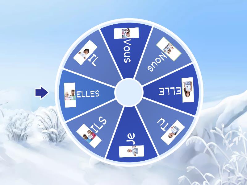 Jeu de conjugaison (les pronoms sujets) - Spin the wheel
