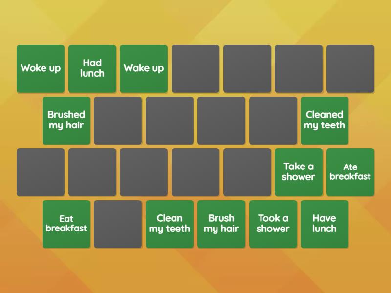 Memory Game Past Tense And Present Tense Verbs Matching Pairs