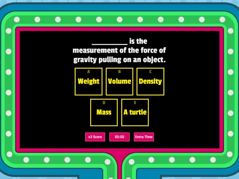 Grade 6 - Gravity - Gameshow quiz