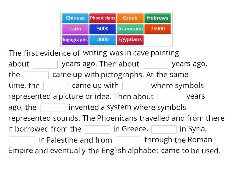 The History of the English Language and Alphabet - Complete the sentence