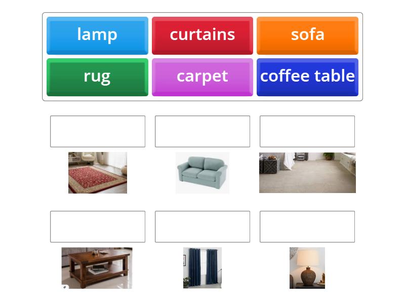 Match the living room furniture (flash cards) - Match up