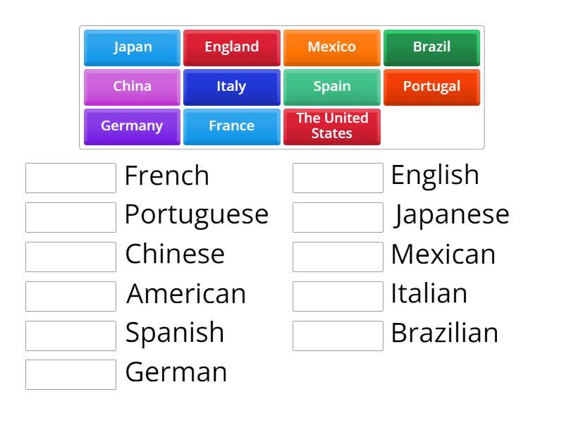 B5 | W2 | Languages and Nationalities - Match up
