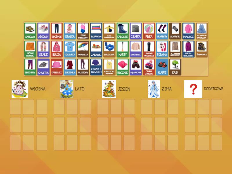 UBRANIA NA CZTERY PORY ROKU - Group sort