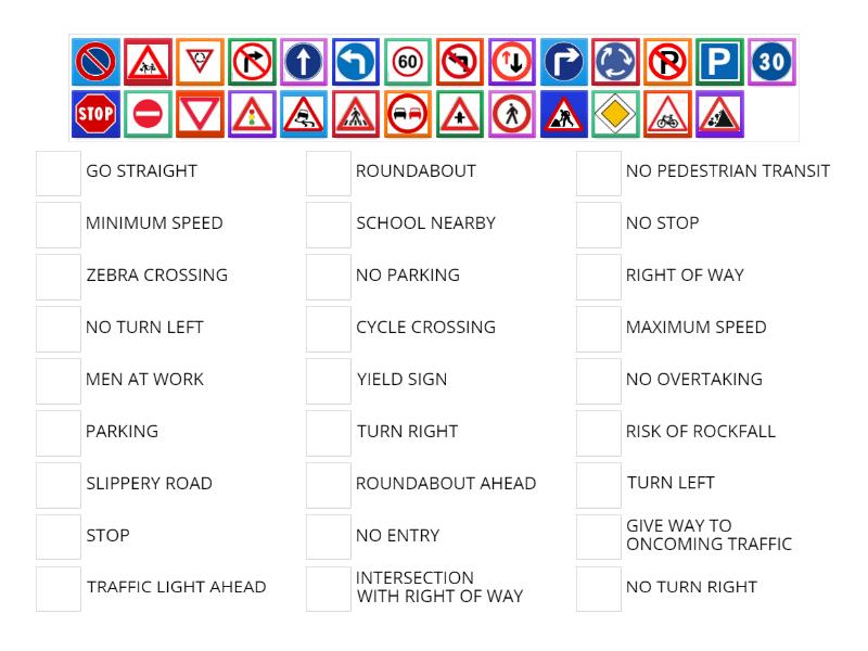 ROAD SIGNS - Match up