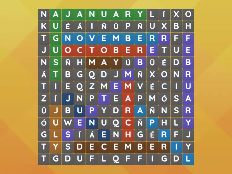 Months of the year - Sopa de letras