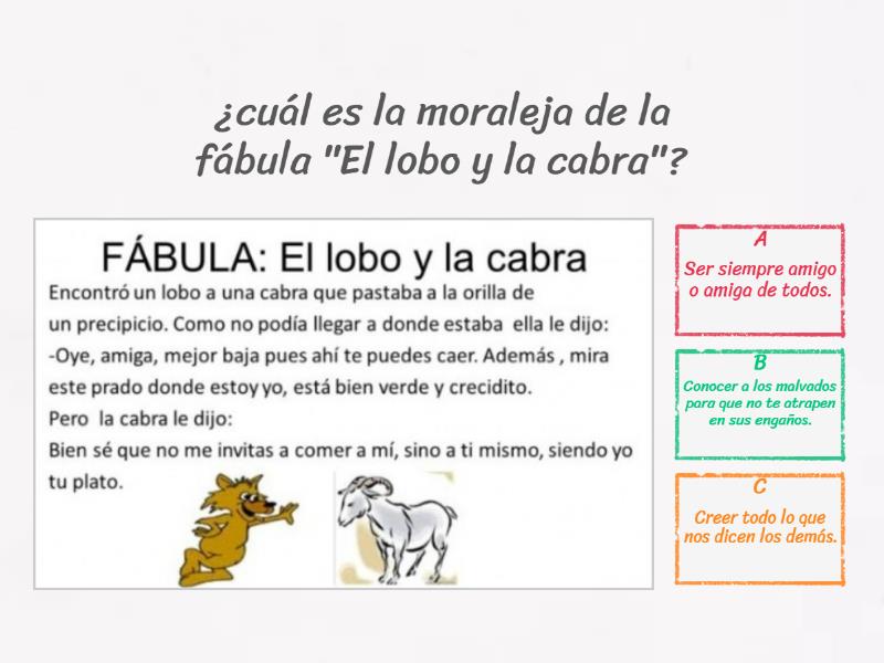 ¿Cuál es la moraleja de cada fábula? - Quiz