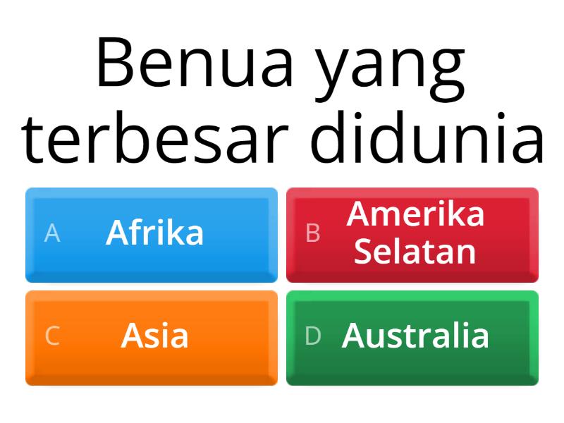6 benua didunia - Cuestionario