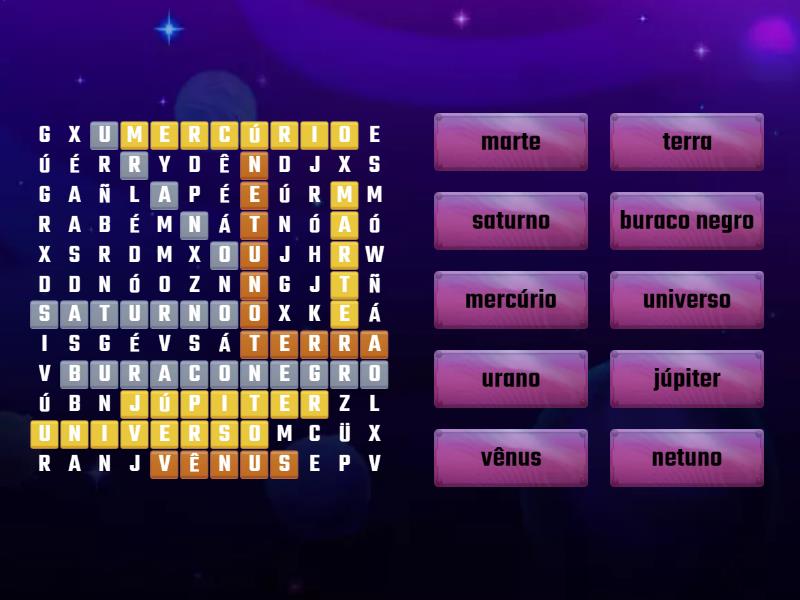 Universo - Sopa de letras