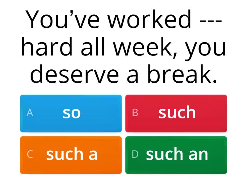 So vs Such Language - Quiz