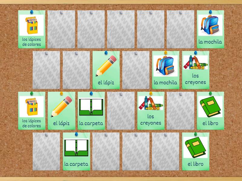 Los Materiales Escolares - Matching pairs
