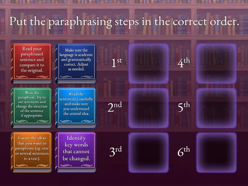 Basic paraphrasing steps - Rank order