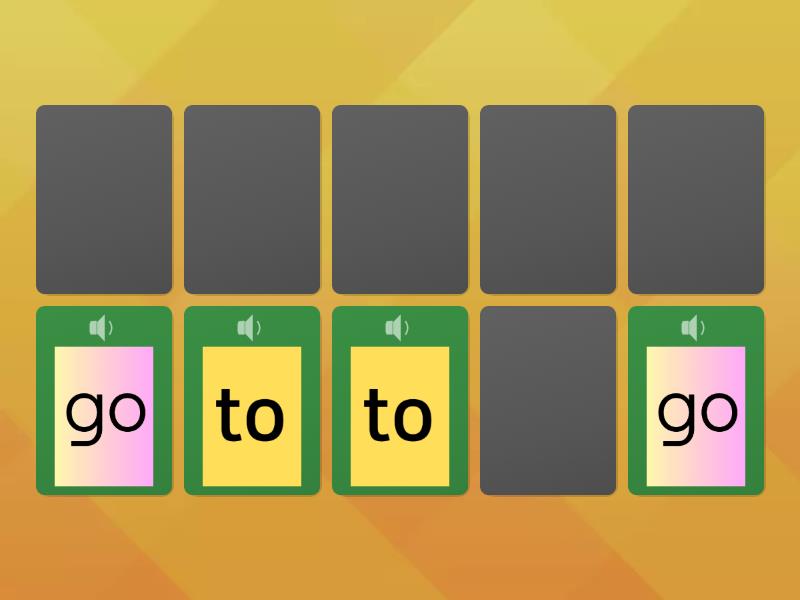 Sight words - go/to - Matching pairs