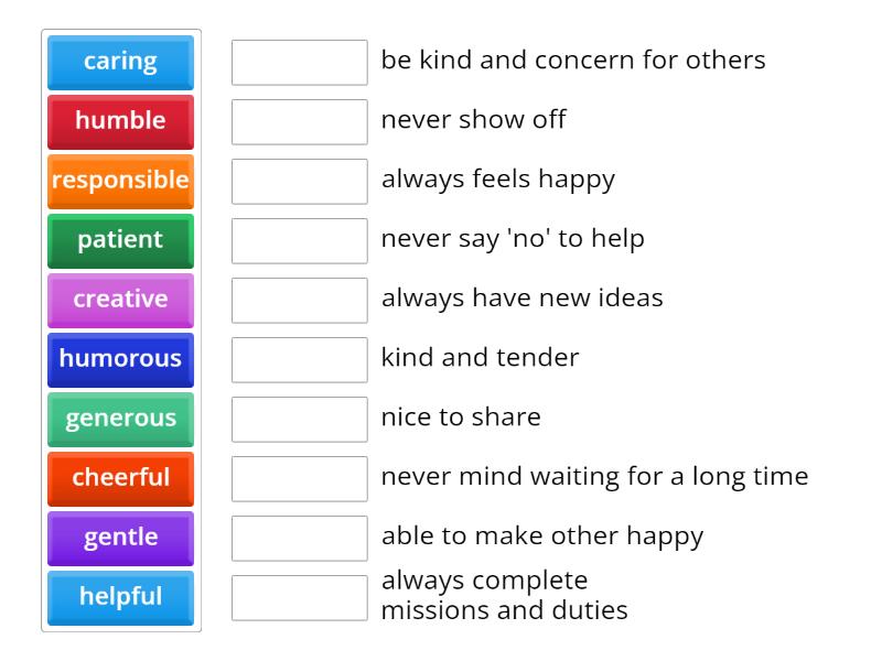 Book 5B Unit 4: Personality - Match up