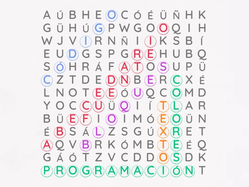 Colores y abecedario en scratch - Wordsearch