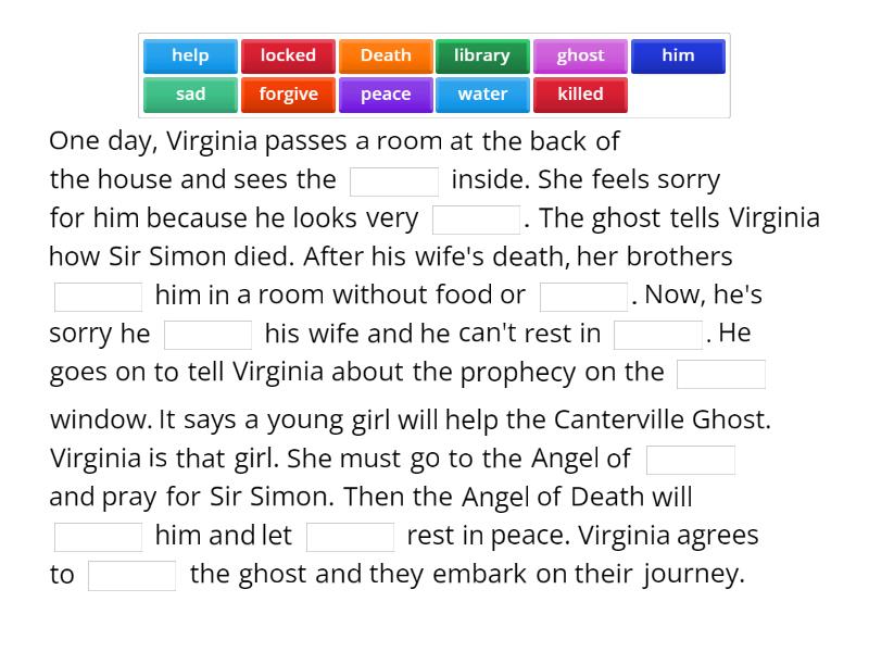 Part 3 The Canterville Ghost PLOT - Complete the sentence