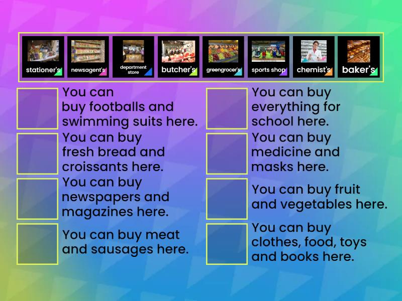 Go getter 3. Unit 2. Shops - Match up