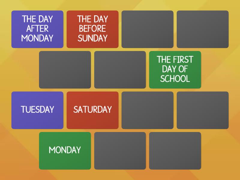 DAYS OF THE WEEK - Matching pairs
