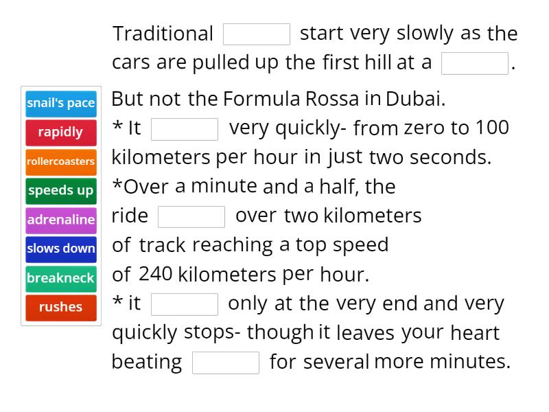 Vocabulary review (speed) - Complete the sentence