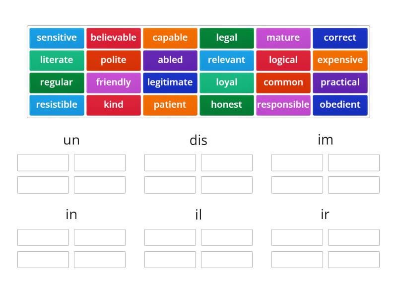 Negative prefixes - Group sort