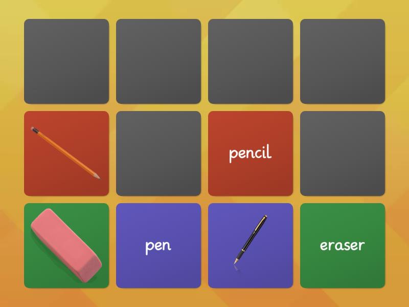 CNA | Kids1 | Unit 3 - School Objects memory game - Matching pairs
