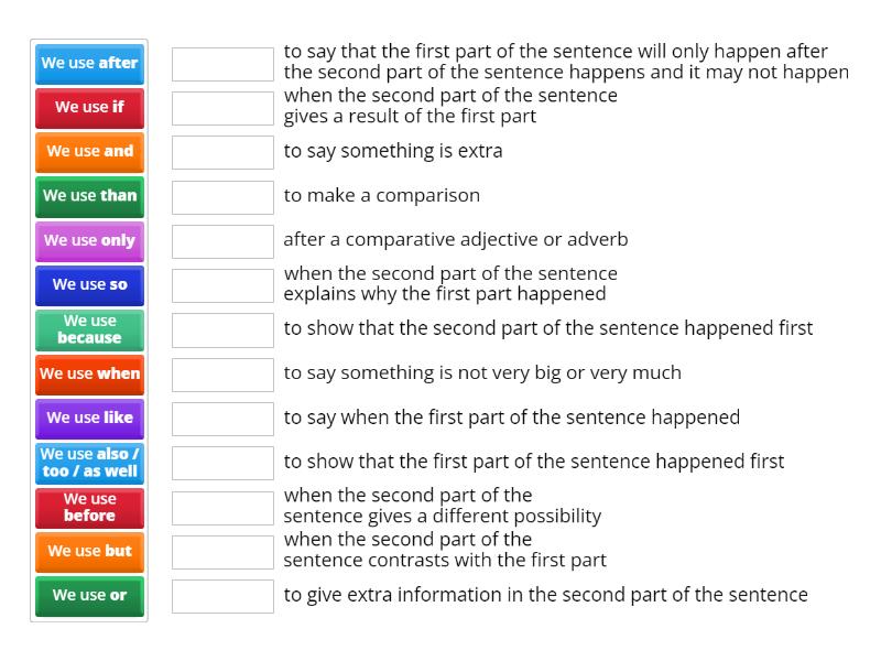 Unit 50 - Conjunctions and connecting words - Match up