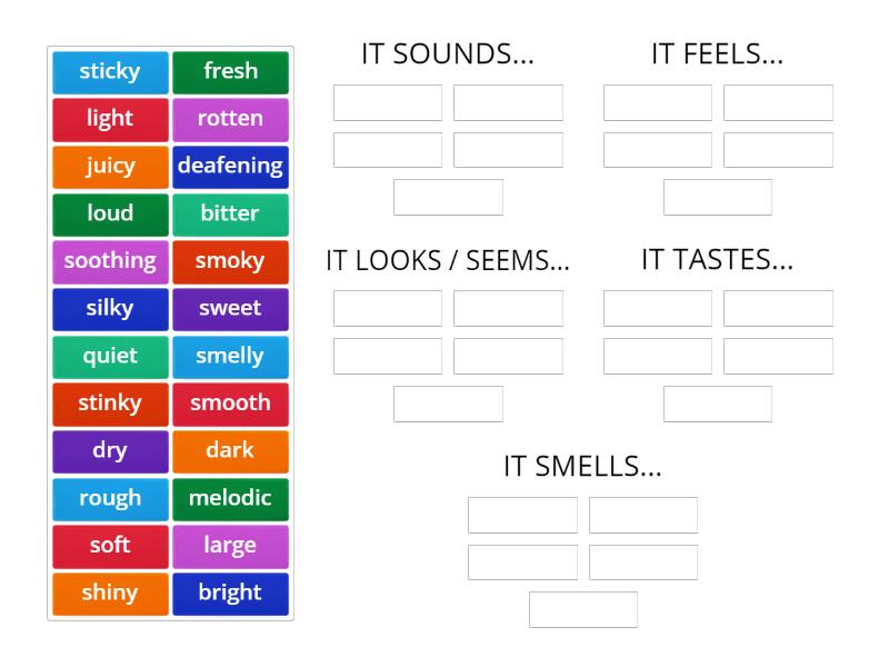 SENSORY ADJECTIVES - Group sort