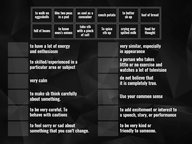 Food Idioms. 1bch - Match up