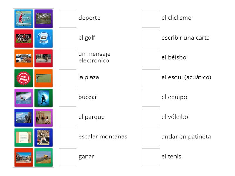 Los pasatiempos (vocabulary) - Une las parejas