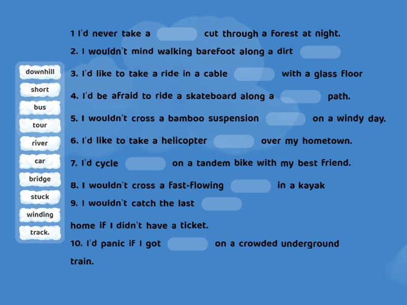 Travel thrills - Complete the sentence