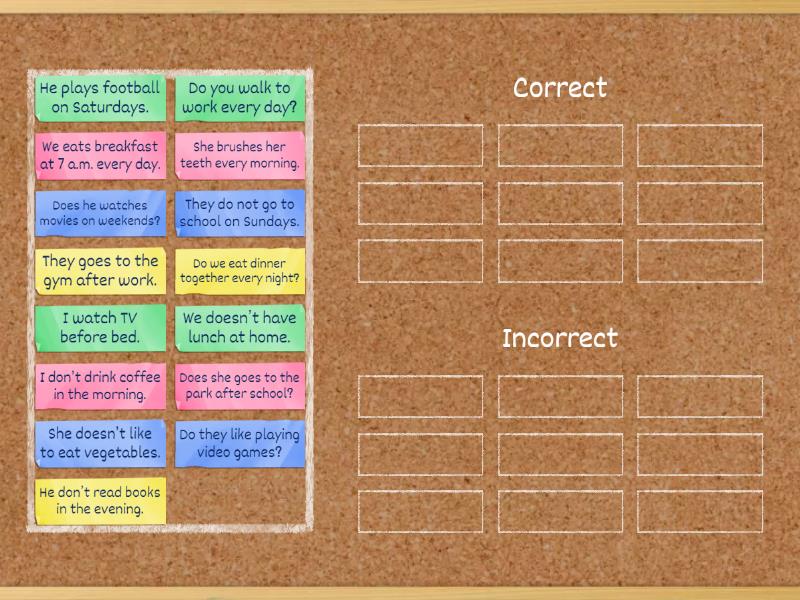 Present simple - Group sort