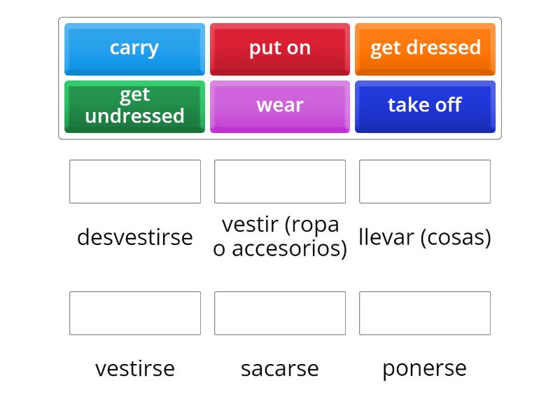 Vocabulary: Clothes and Accessories (verbs) - Match up