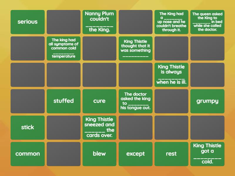 King Thistle is not well. - Matching pairs