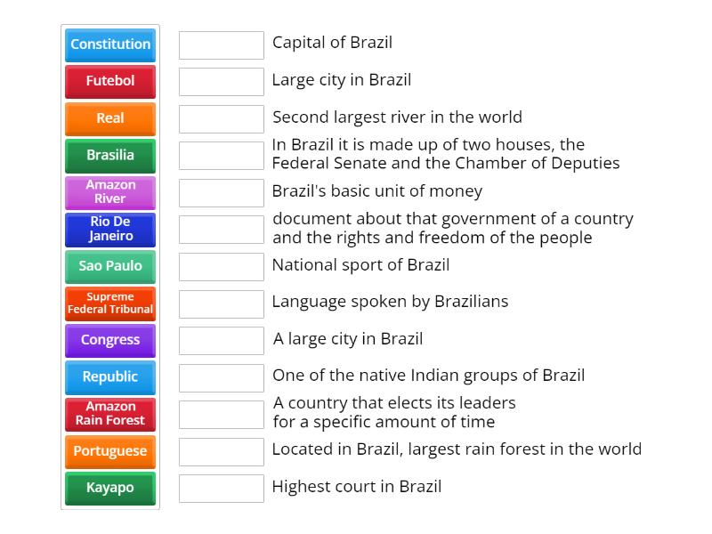 Brazil Vocabulary Review - Match up