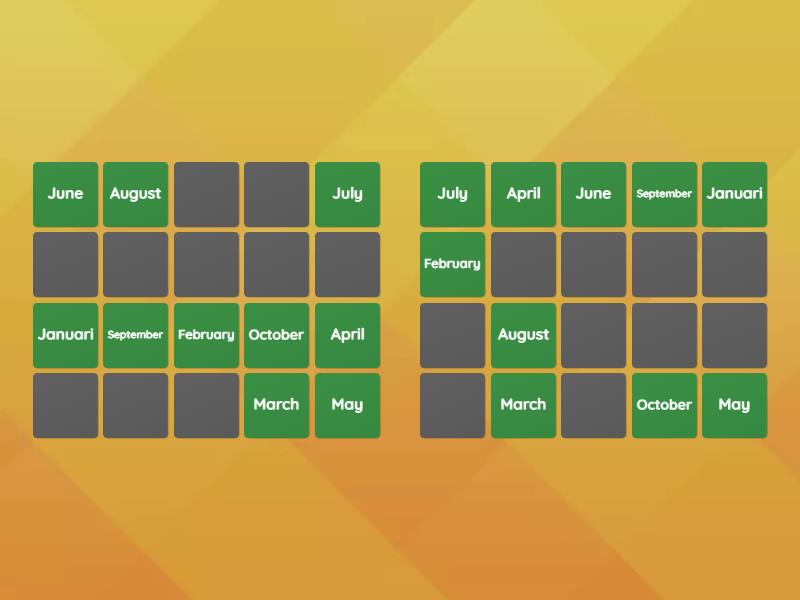 Days and months - Matching pairs