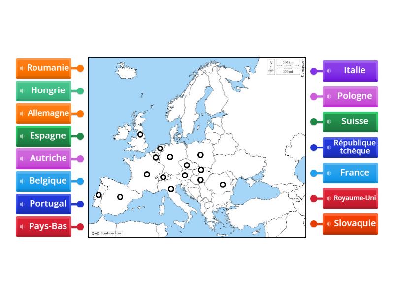 Pays d'Europe - Labelled diagram