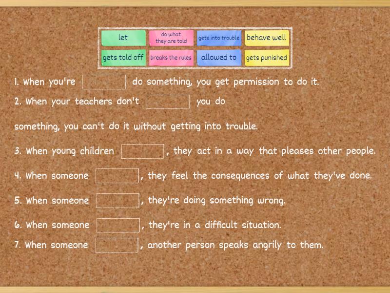Discipline practice (Think 2 teen WB 12) - Complete the sentence