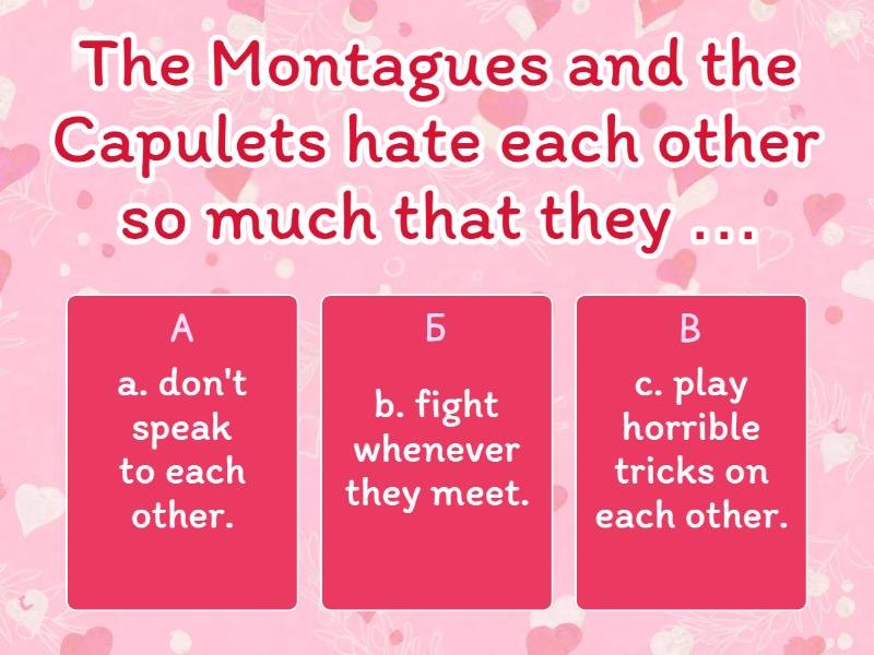 Shakespeare – Romeo and Juliet –Check your understanding: multiple ...