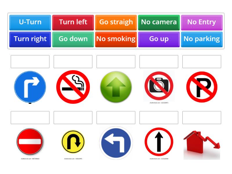 Match the signs and their meaning - Match up
