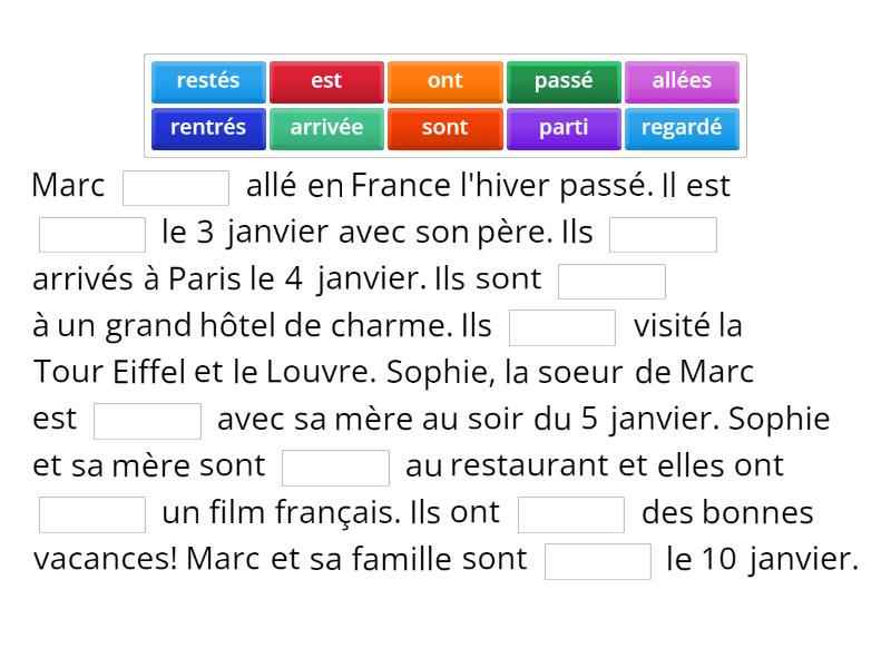 Le passé composé U3 (avec avoir / être) - Complete the sentence