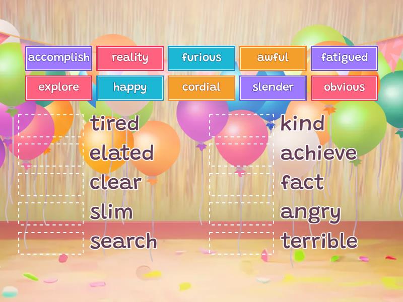 Vocabulary Game: Match the synonyms - Match up